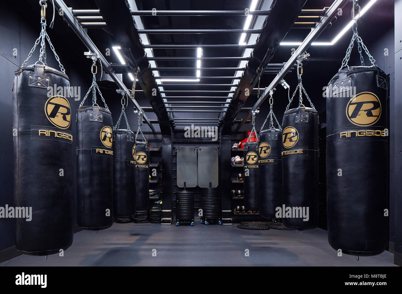 Boxing section in fitness studio. KXU London, London, United Kingdom ...