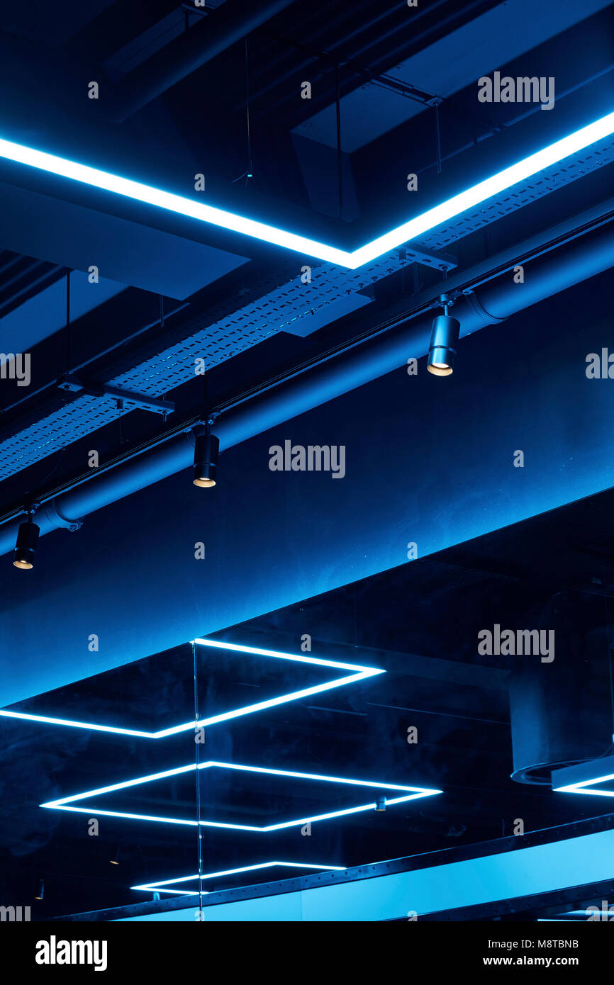 Ceiling detail with strip lighting. KXU London, London, United Kingdom ...