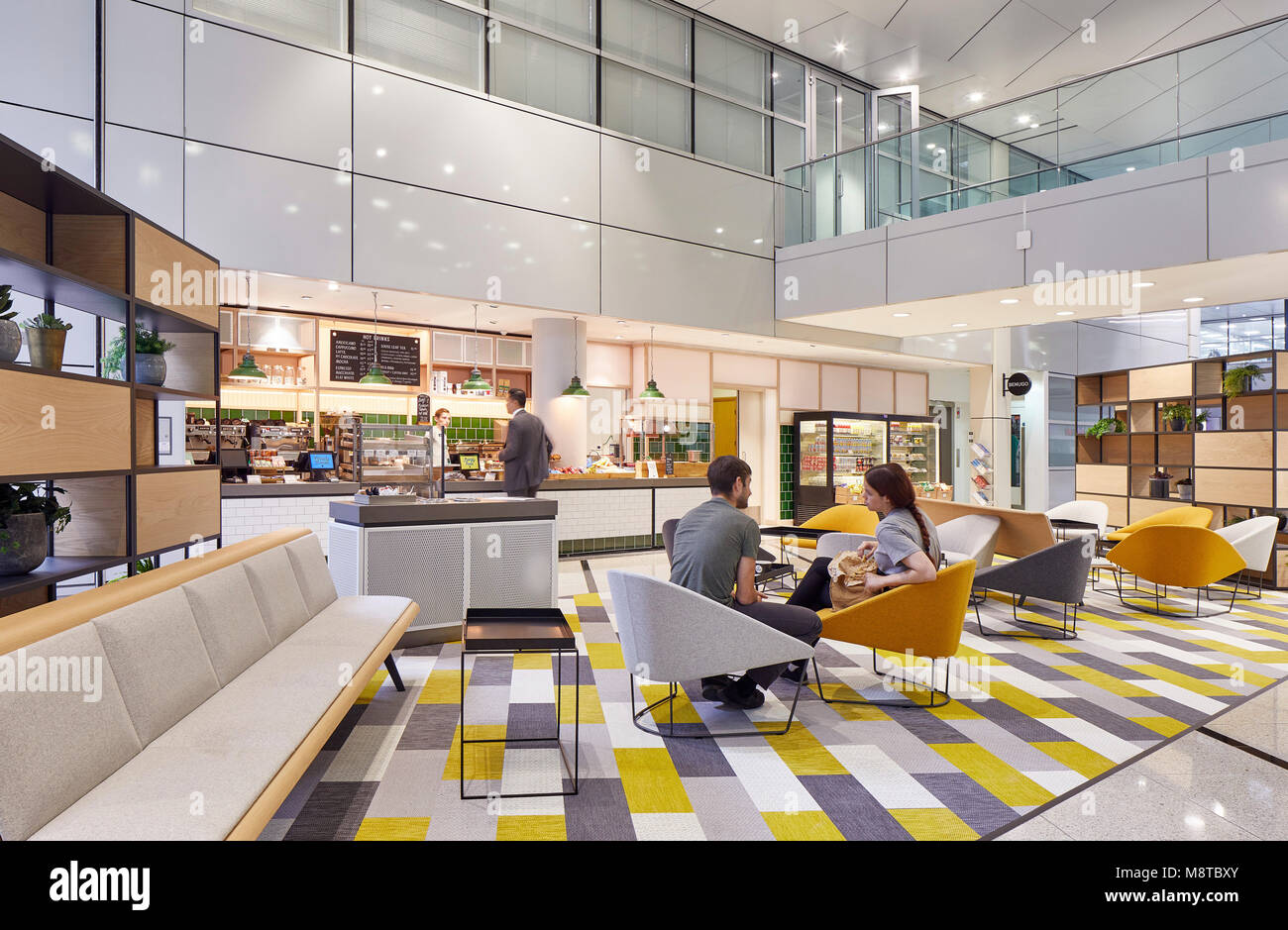 Cafe seating area. The River Building, London, United Kingdom ...