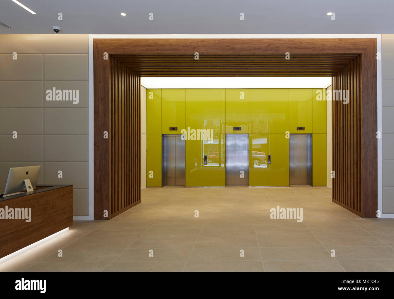 Reception area with view through to elevators. One Welbeck Street ...
