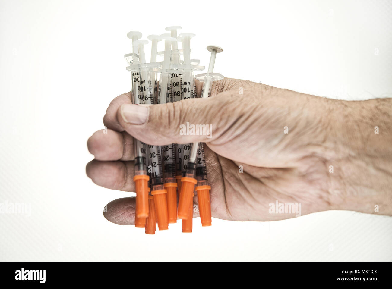 Montreal,Canada 18,March 2018.Hand holding new hypodermic needles ...