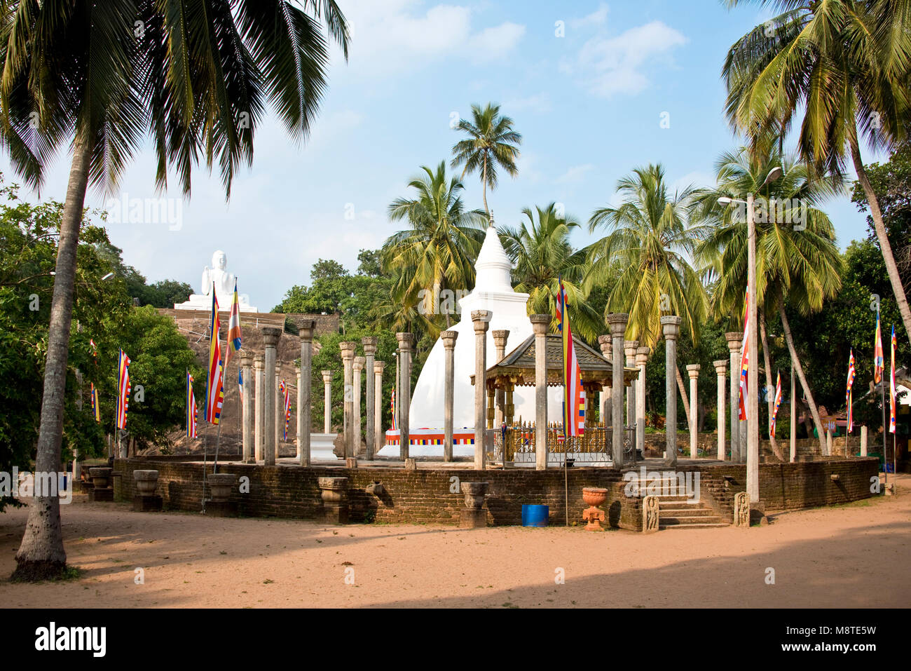 A view of Ambasthala Dagaba near the mountain peak of Mihintale on a ...