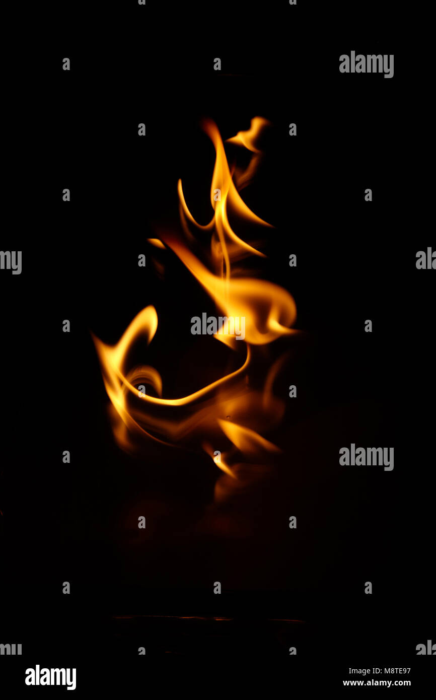 Flame on Black Background Stock Photo - Alamy