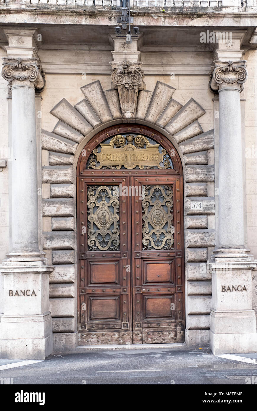 Tthe entrance area of a branch of the Italian bank 'Credito Italiano ...