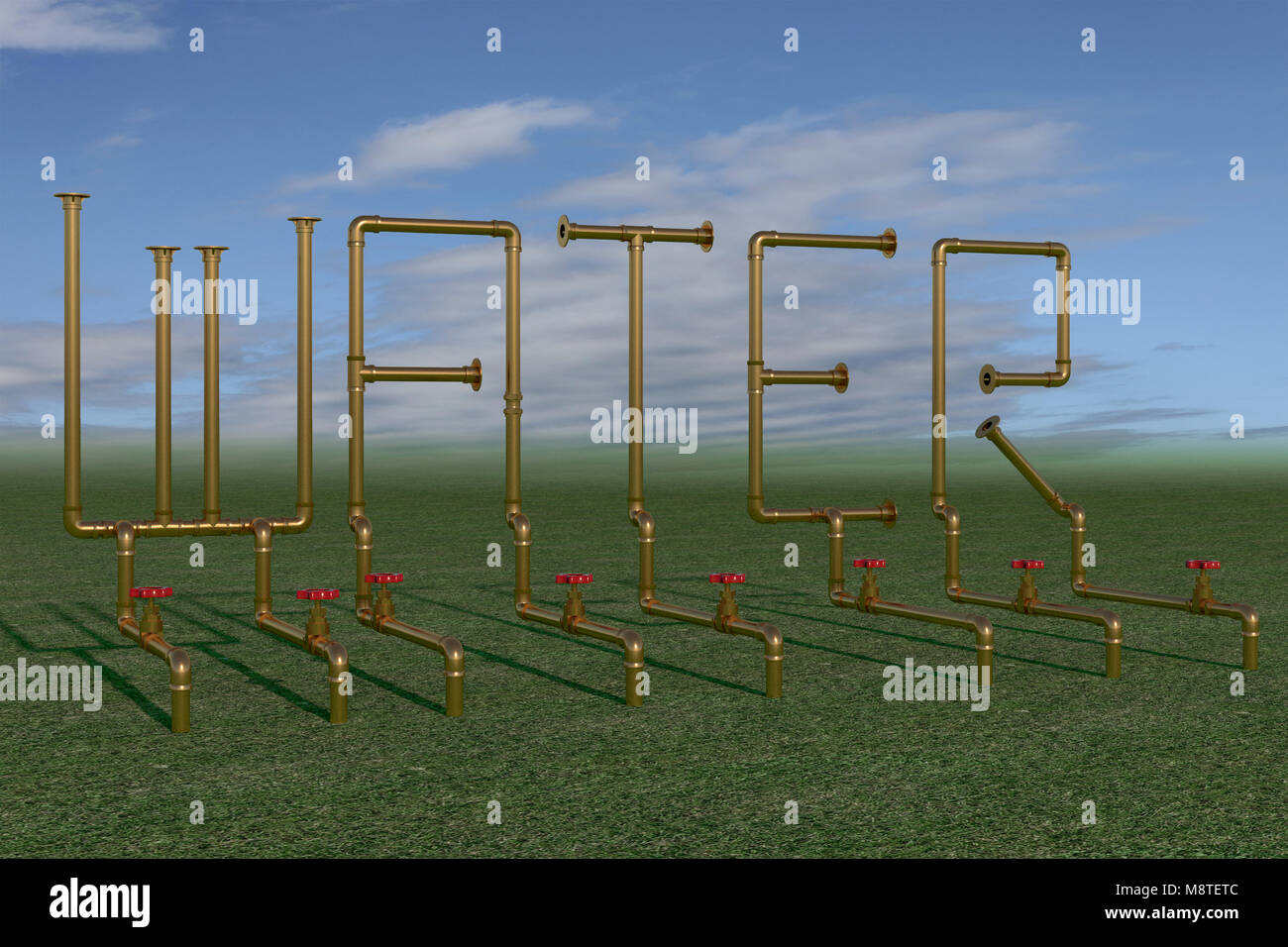 illustration of the word water formed from pipes for sprinkler ...