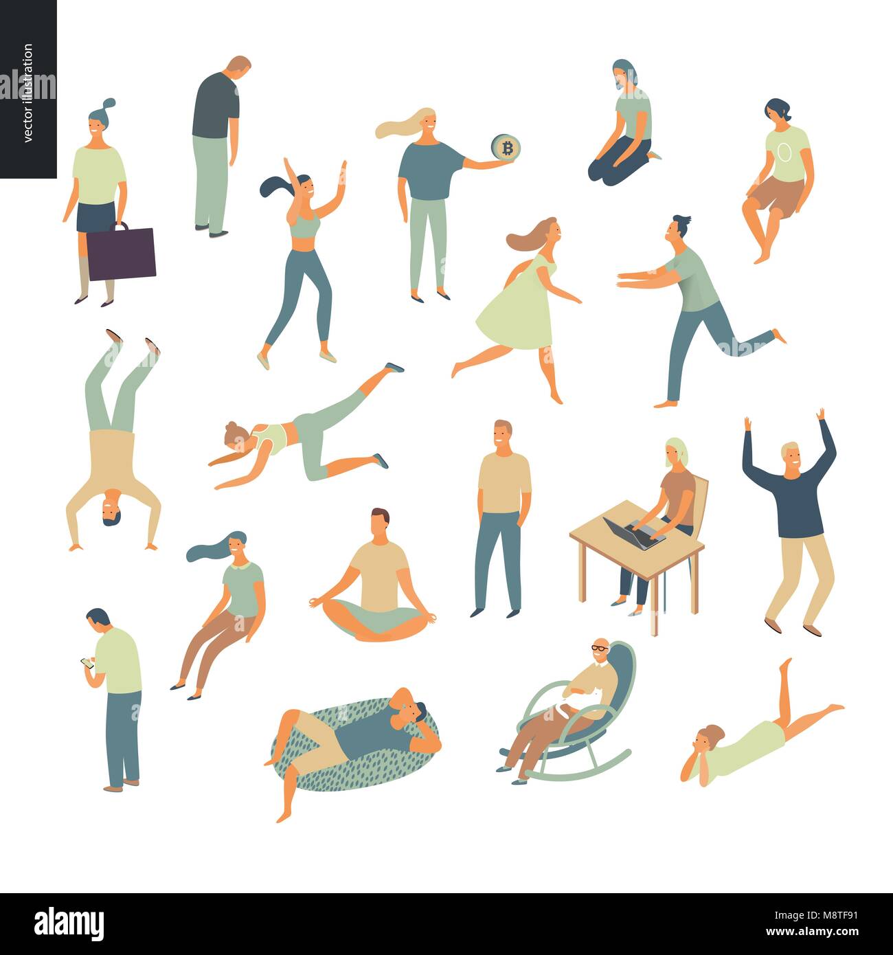 Set of vector illustrated people acting and relaxing Stock Vector Image ...