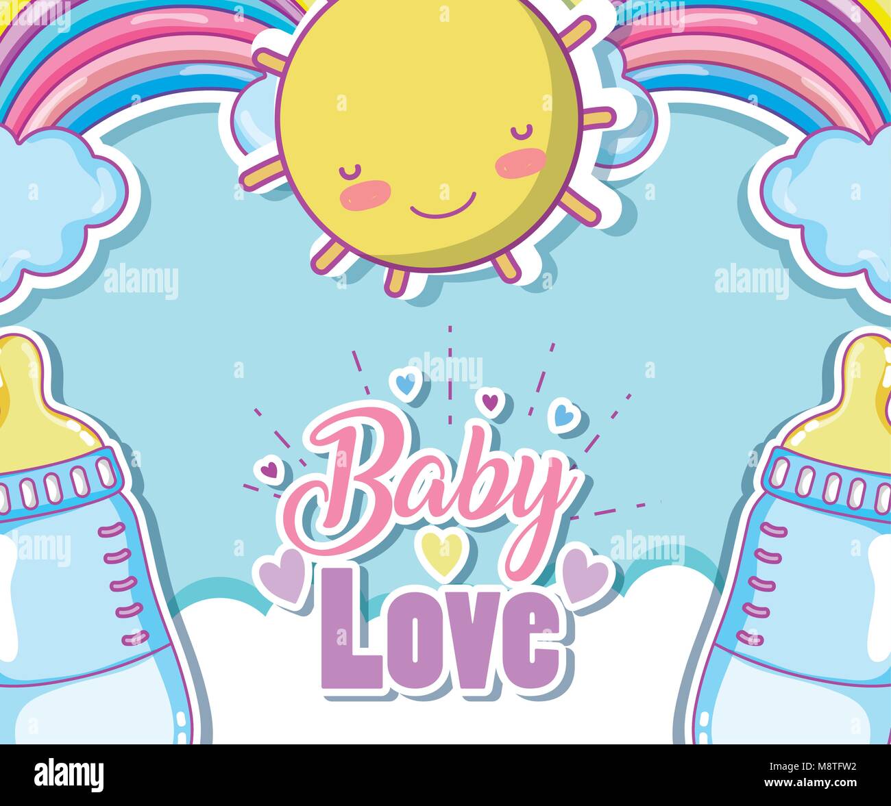 Baby love card with cute cartoons Stock Vector Image & Art - Alamy