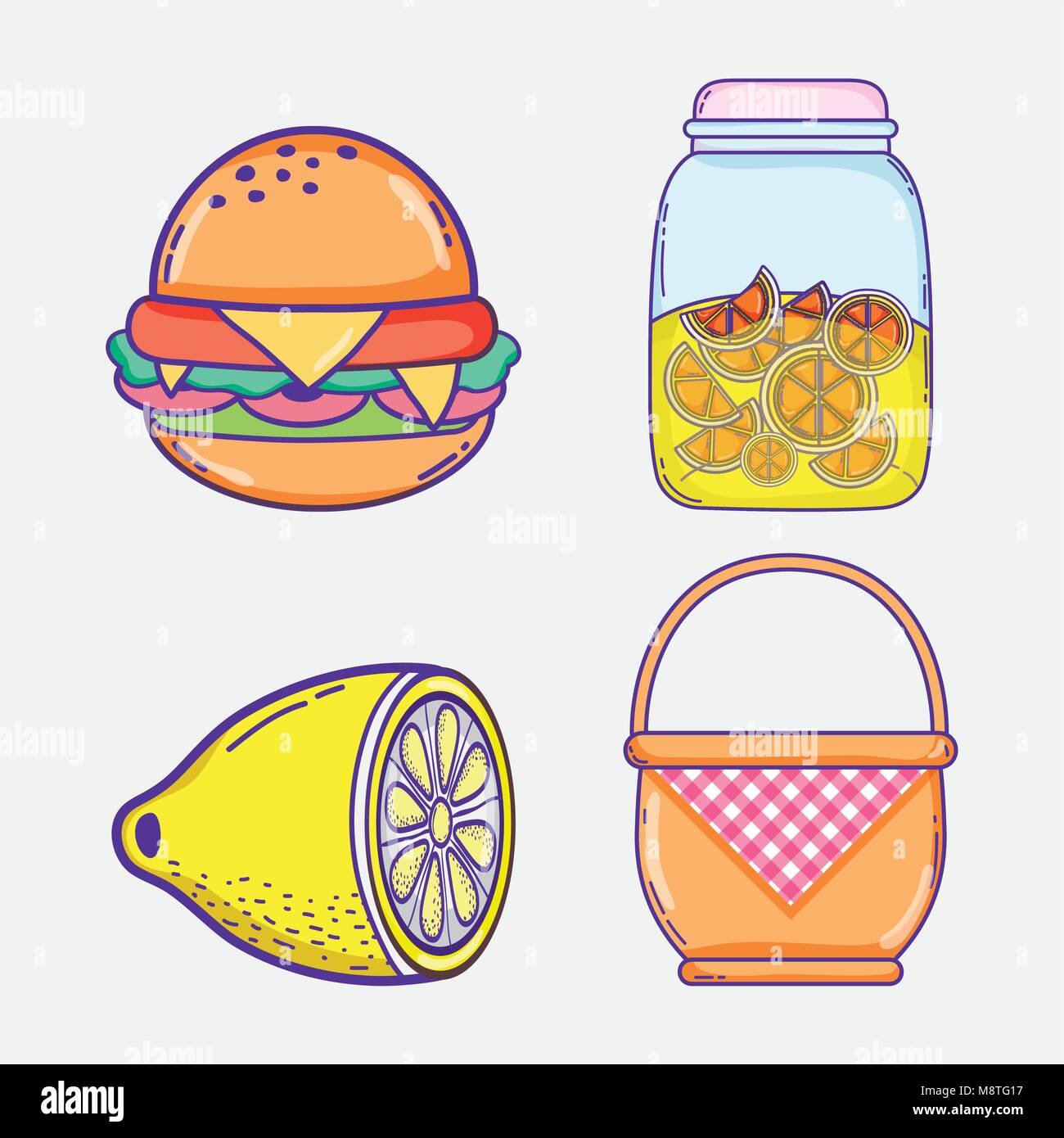 Summer food collection cartoons Stock Vector Image & Art - Alamy