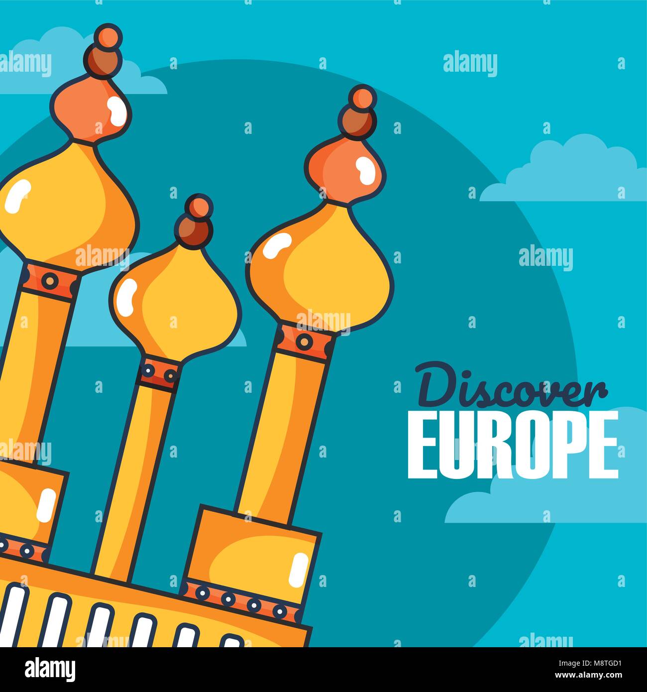 Travel and discover europe card over sky background Stock Vector Image ...