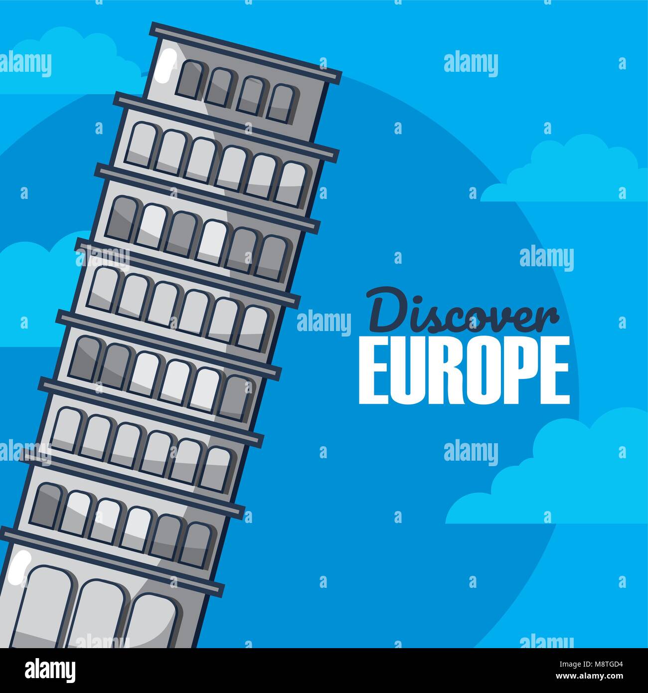 Travel and discover europe card over sky background Stock Vector Image ...