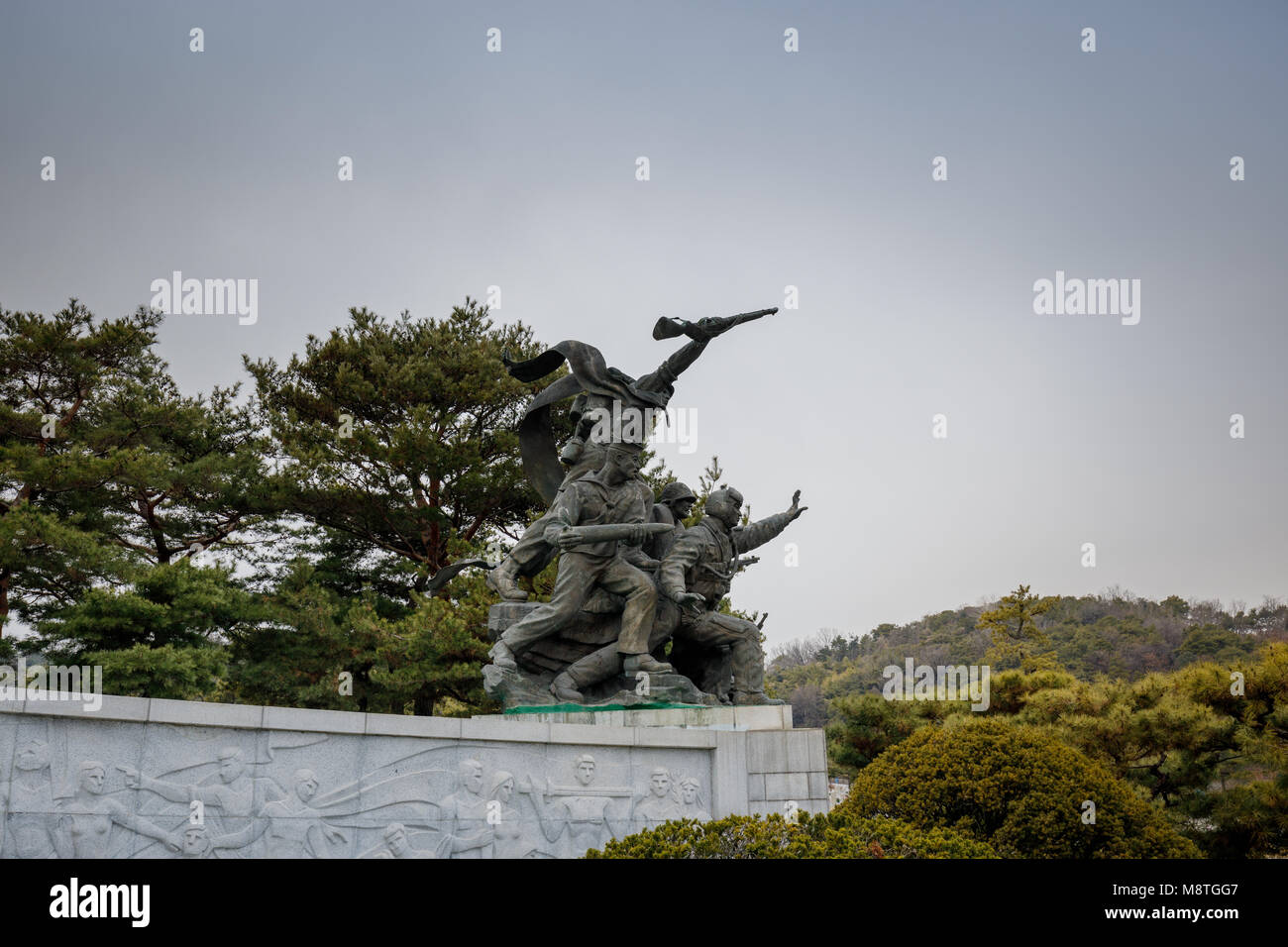 Seoul, South Korea - March 19, 2018 : Granite gravestones with ...