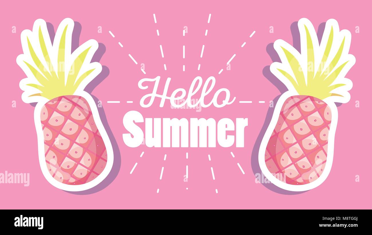 Hello summer with pineapples Stock Vector Image & Art - Alamy