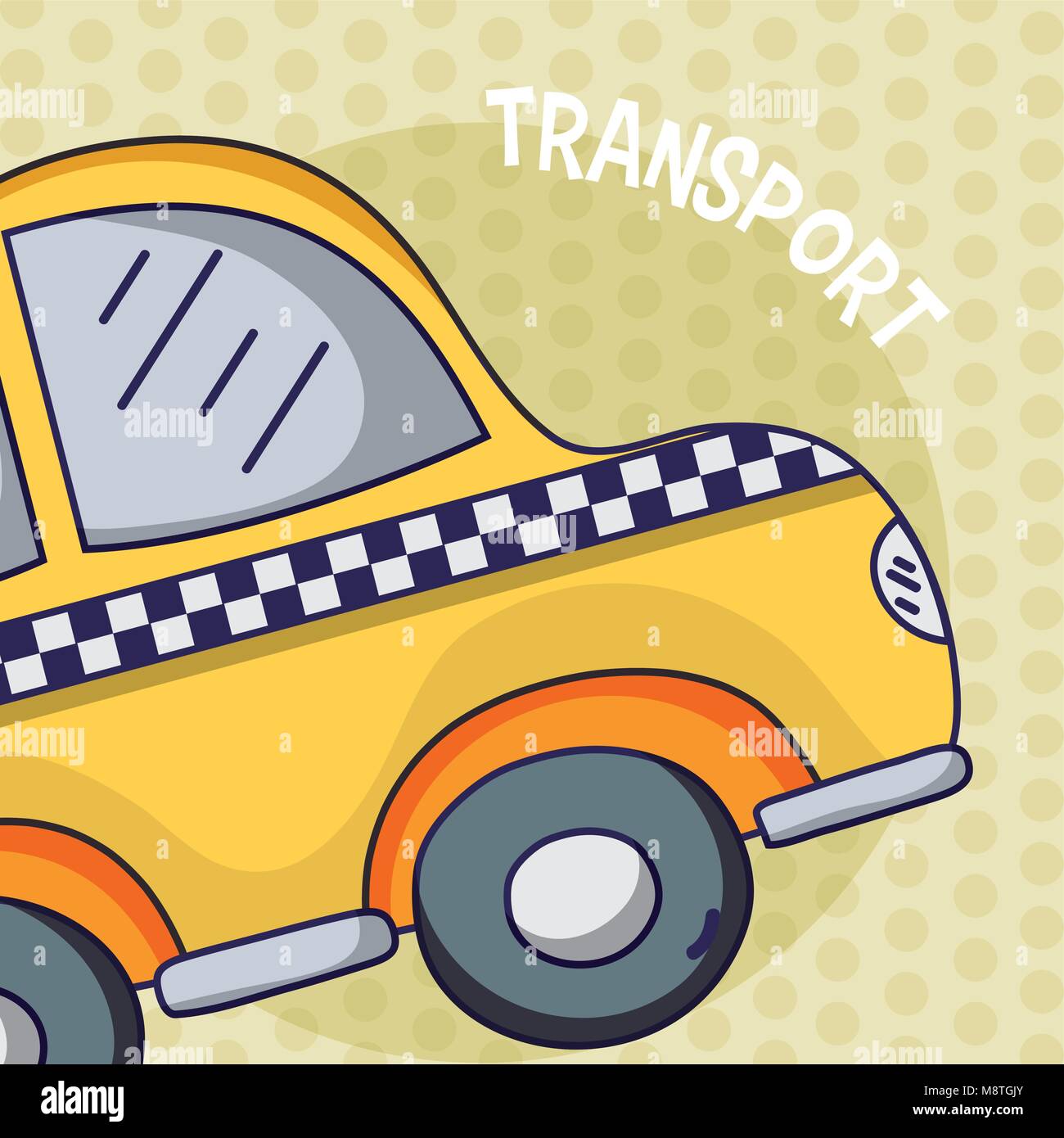 Yellow taxi cartoon card over colorful background Stock Vector Image ...