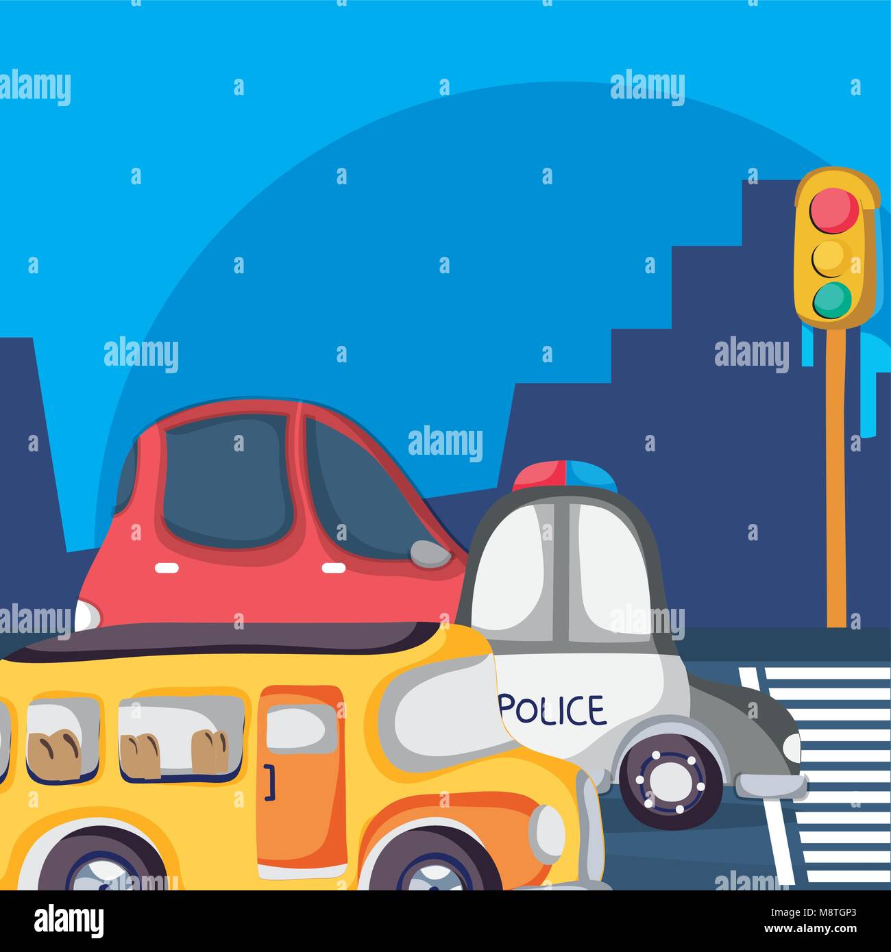 Vehicles waiting traffic light Stock Vector Image & Art - Alamy