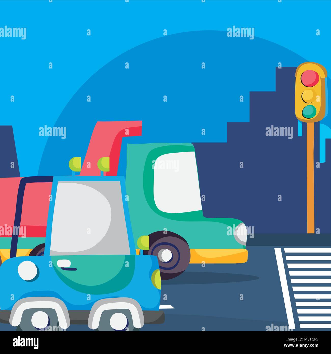 Vehicles waiting traffic light Stock Vector Image & Art - Alamy