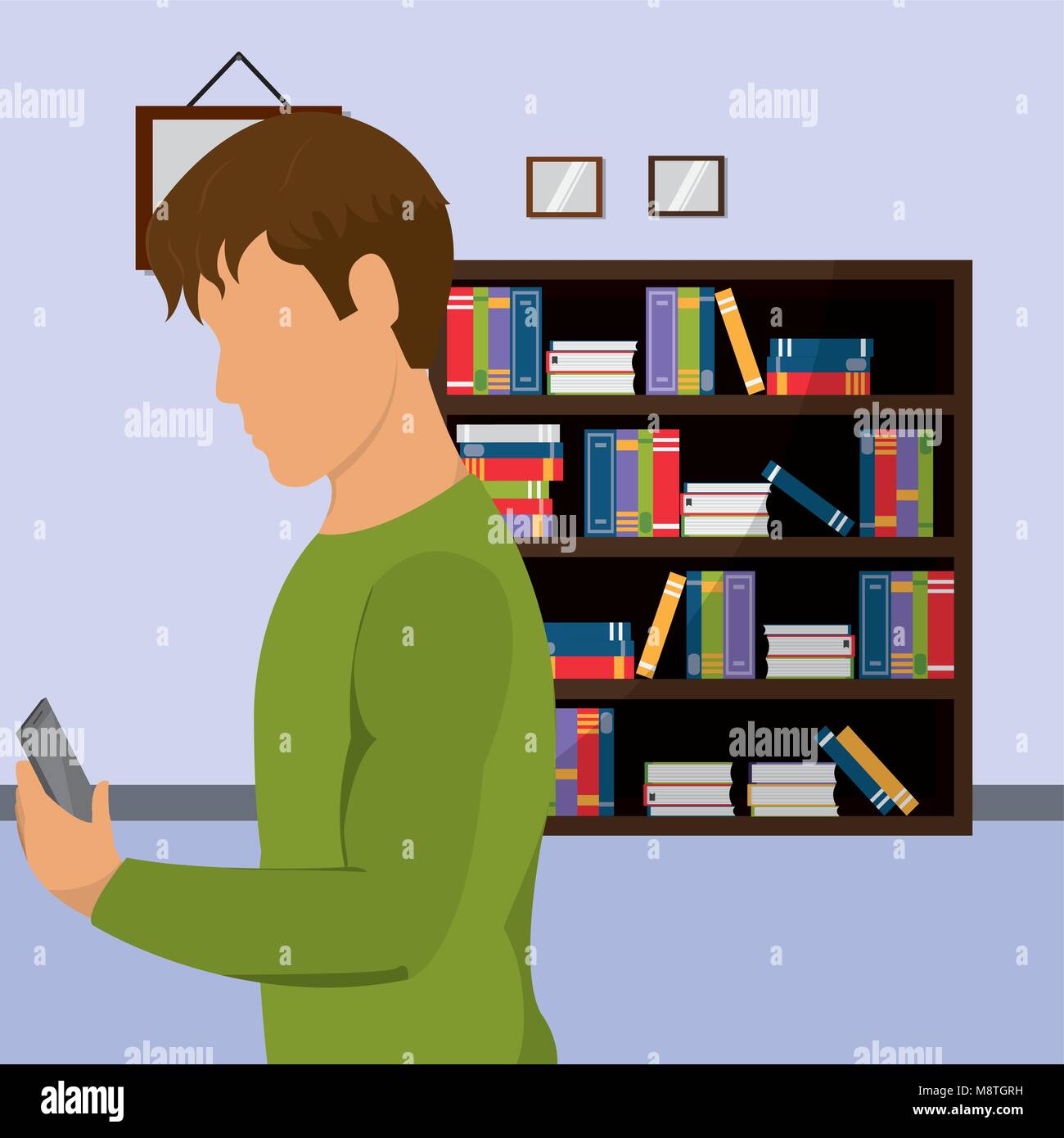 Woman reading on smartphone Stock Vector Images - Alamy