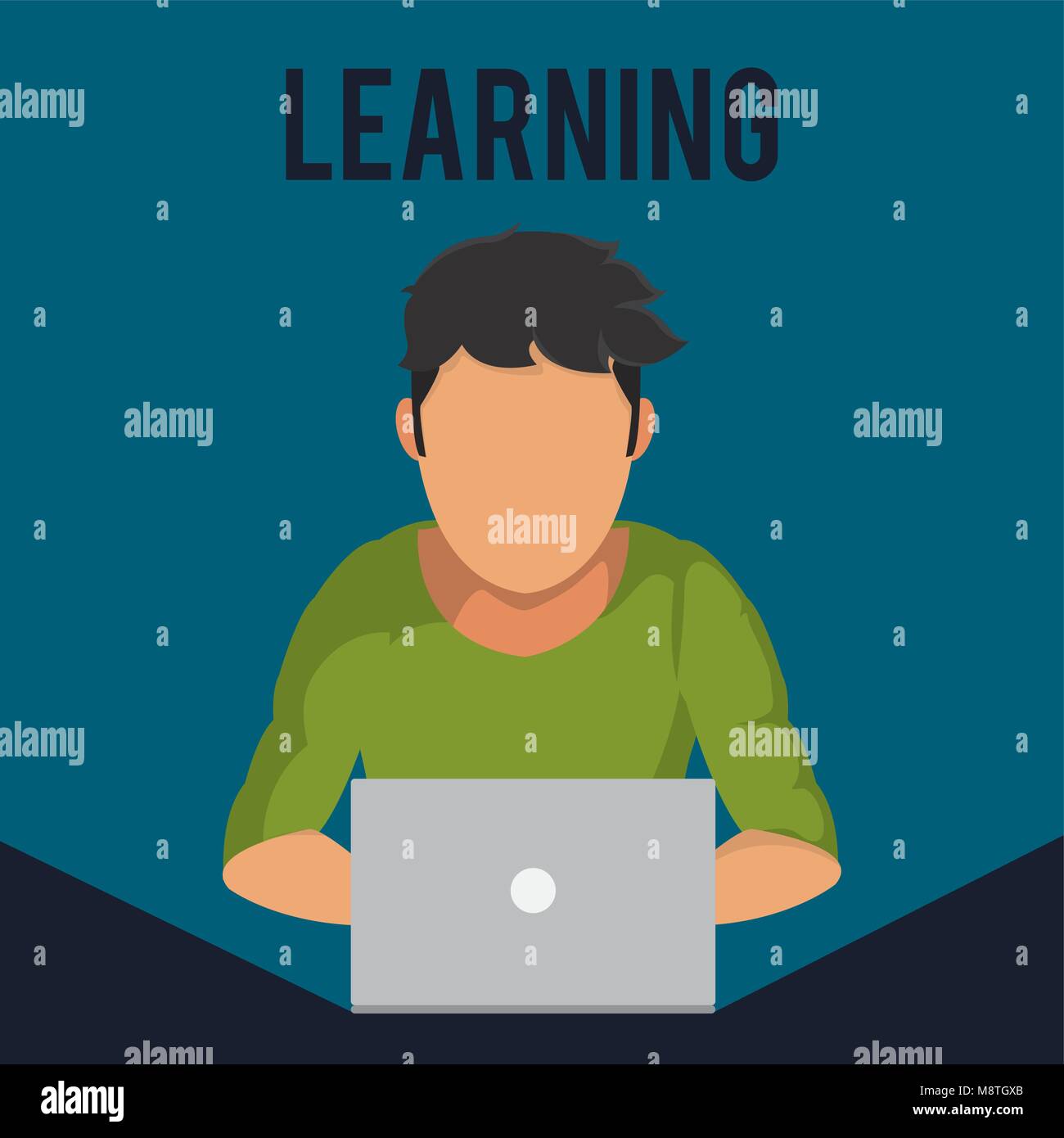 Young man with learning laptop Stock Vector Image & Art - Alamy
