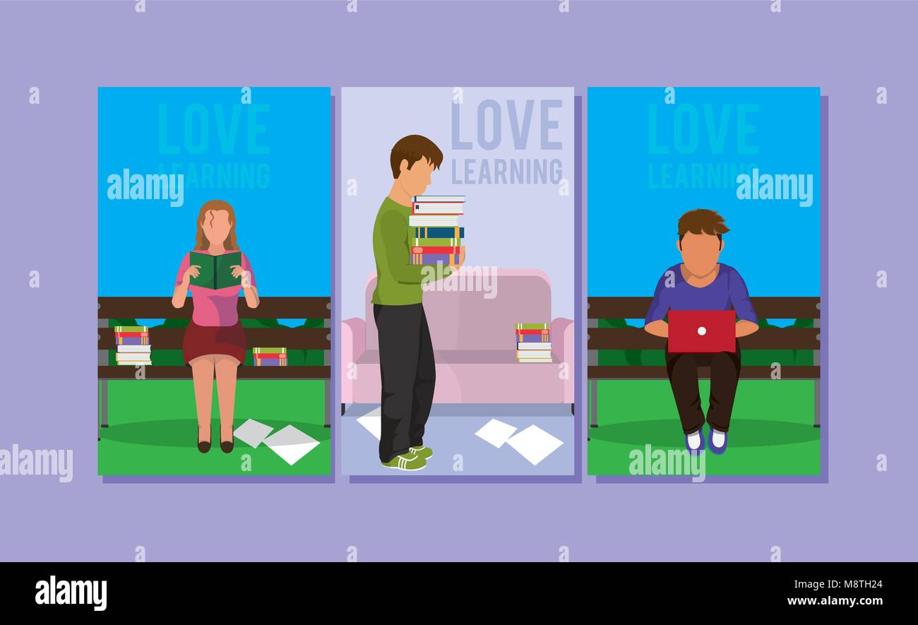 Young people learning and reading Stock Vector Image & Art - Alamy