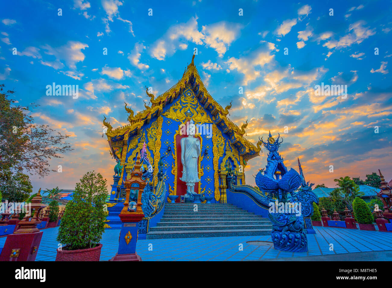 Chiang Rai Blue Temple or Wat Rong Seua Ten is located in Rong Suea Ten ...