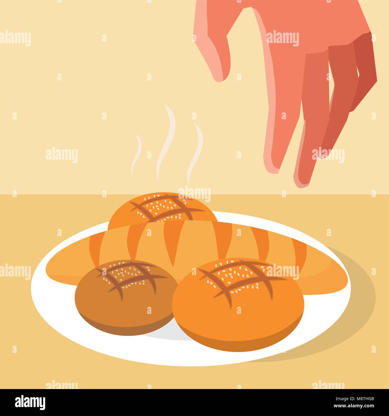 Hand grabbing a bread Stock Vector Image & Art - Alamy