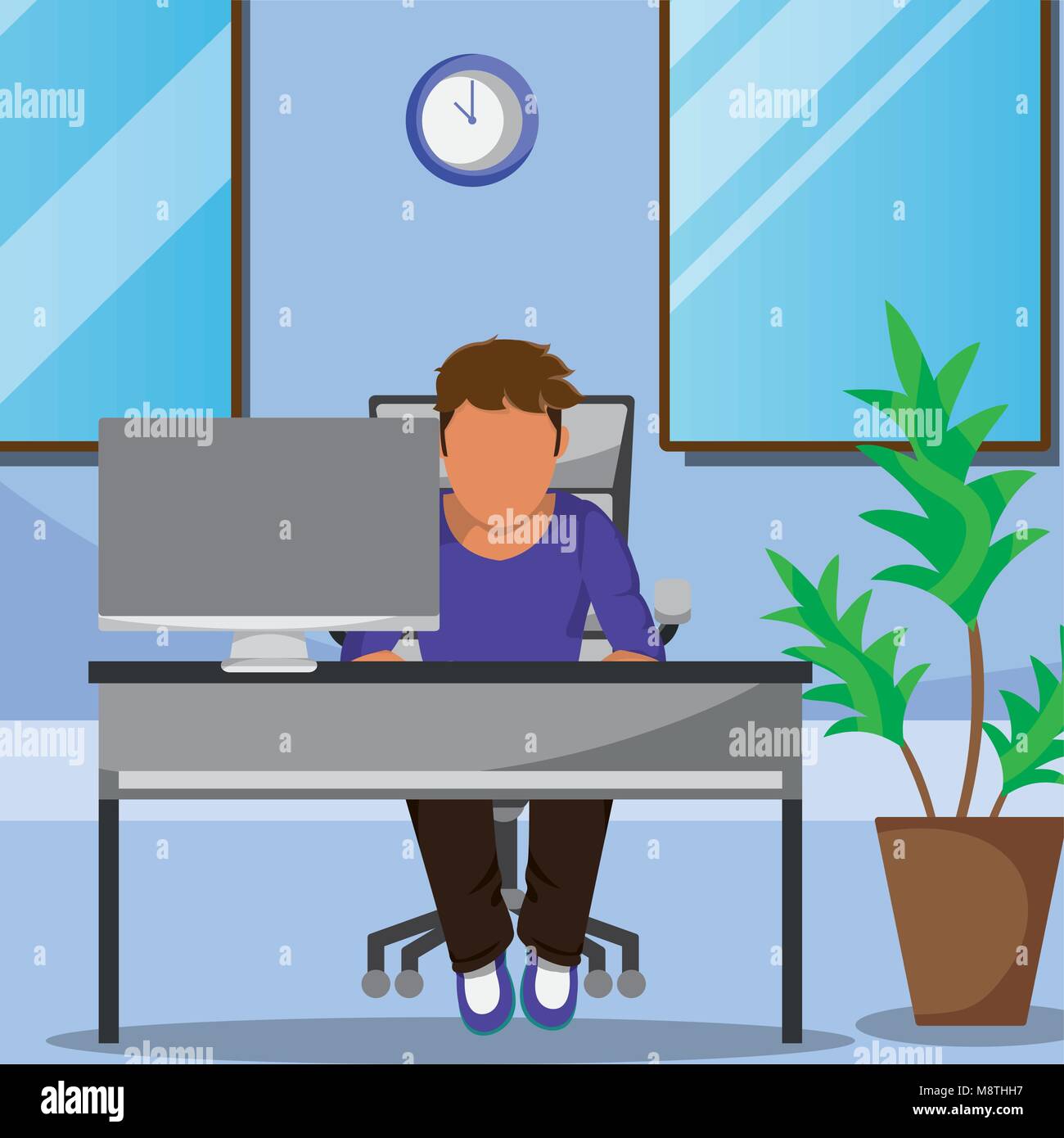 Man at workplace cartoon Stock Vector Image & Art - Alamy