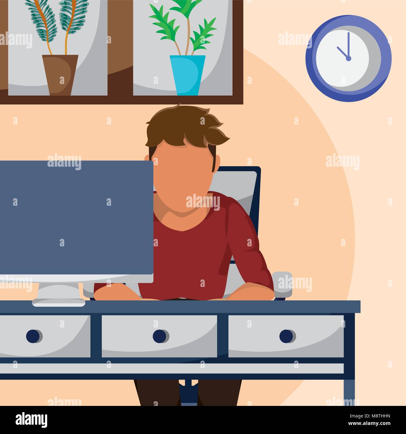 Man at workplace cartoon Stock Vector Image & Art - Alamy