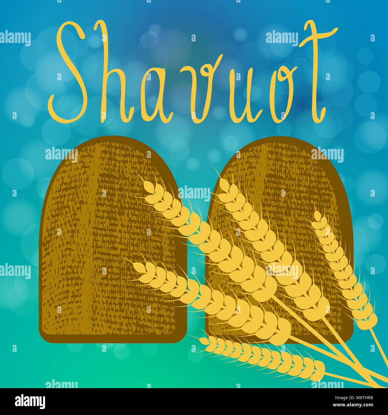 Shavuot. Concept of Judaic holiday. Tablets of the covenant of Moses ...