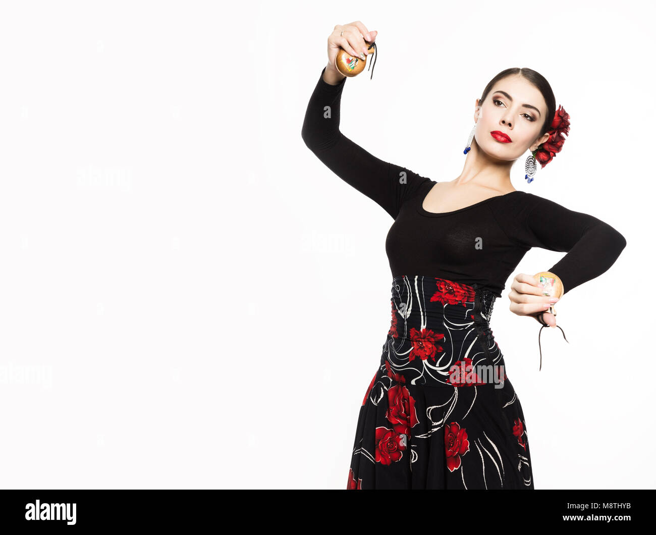 flamenco dancer on a light background. free space for your text Stock ...
