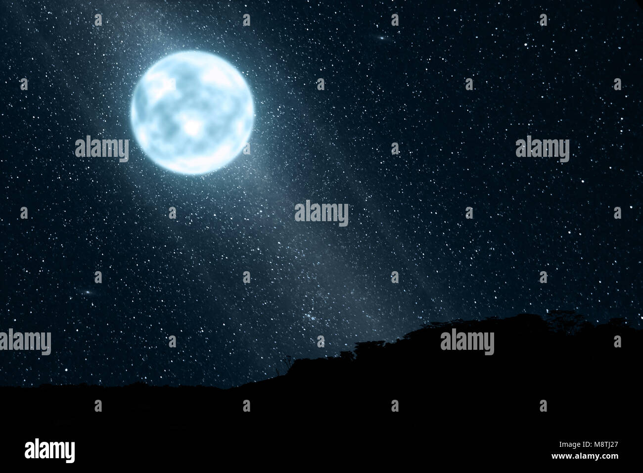 Bright moonlight with many stars on the sky at night Stock Photo - Alamy