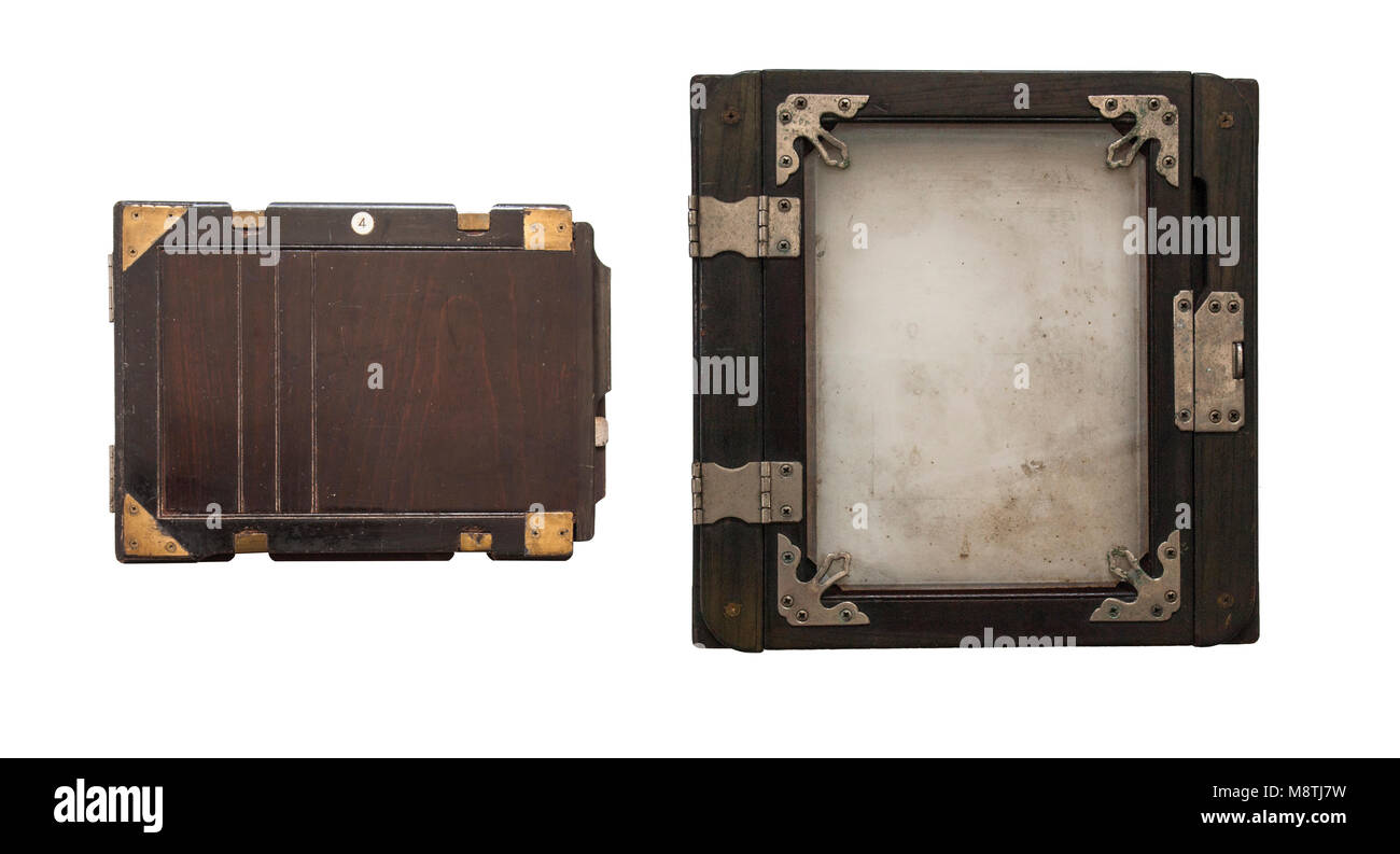 Wooden camera ground glass viewing and wooden camera film plate holder ...