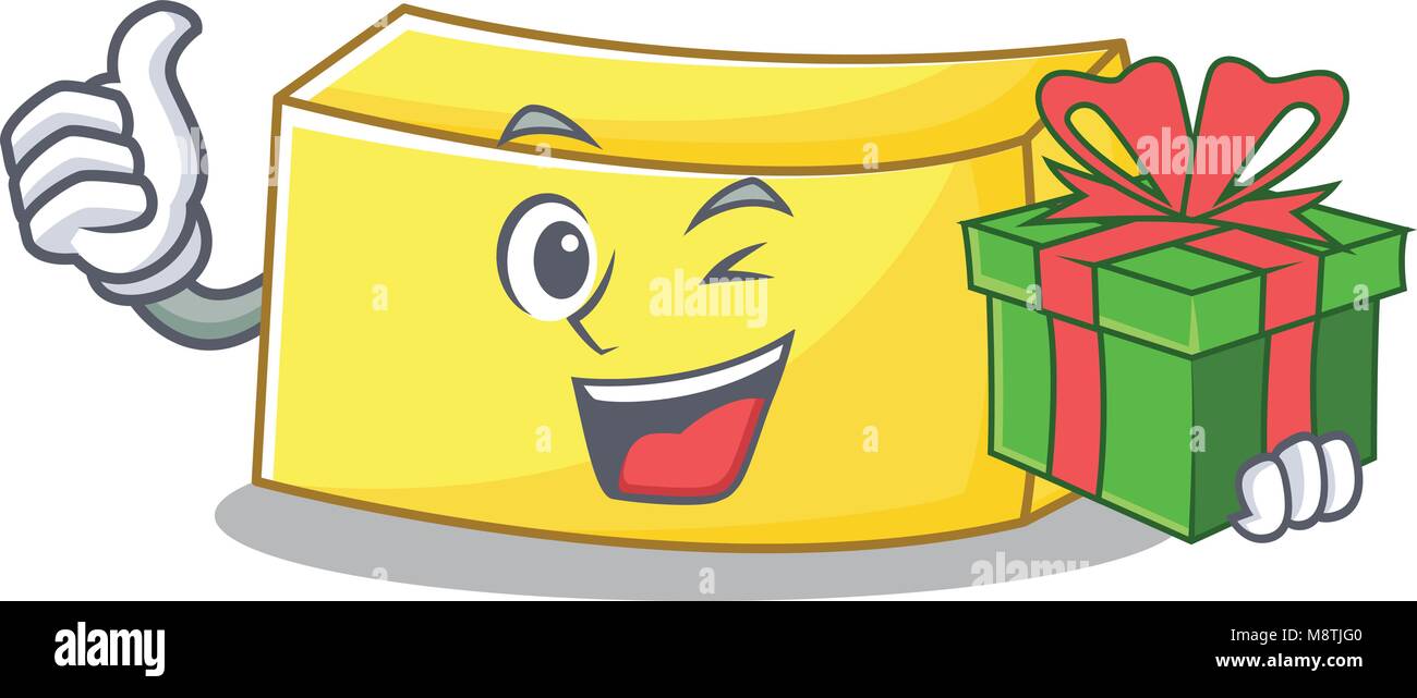 With gift butter mascot cartoon style Stock Vector Image & Art - Alamy