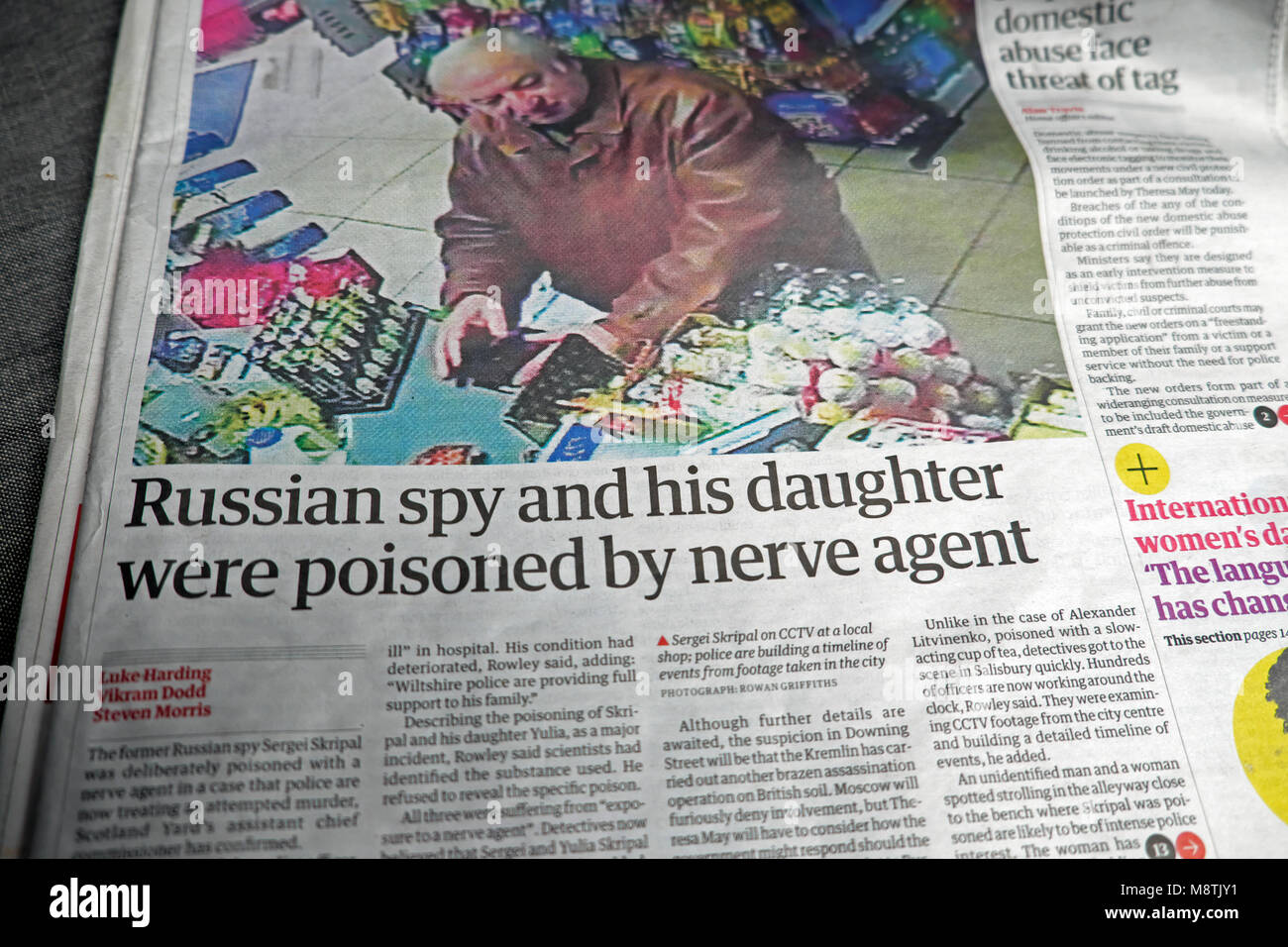 "Russian spy and his daughter were poisoned by nerve agent" front page ...