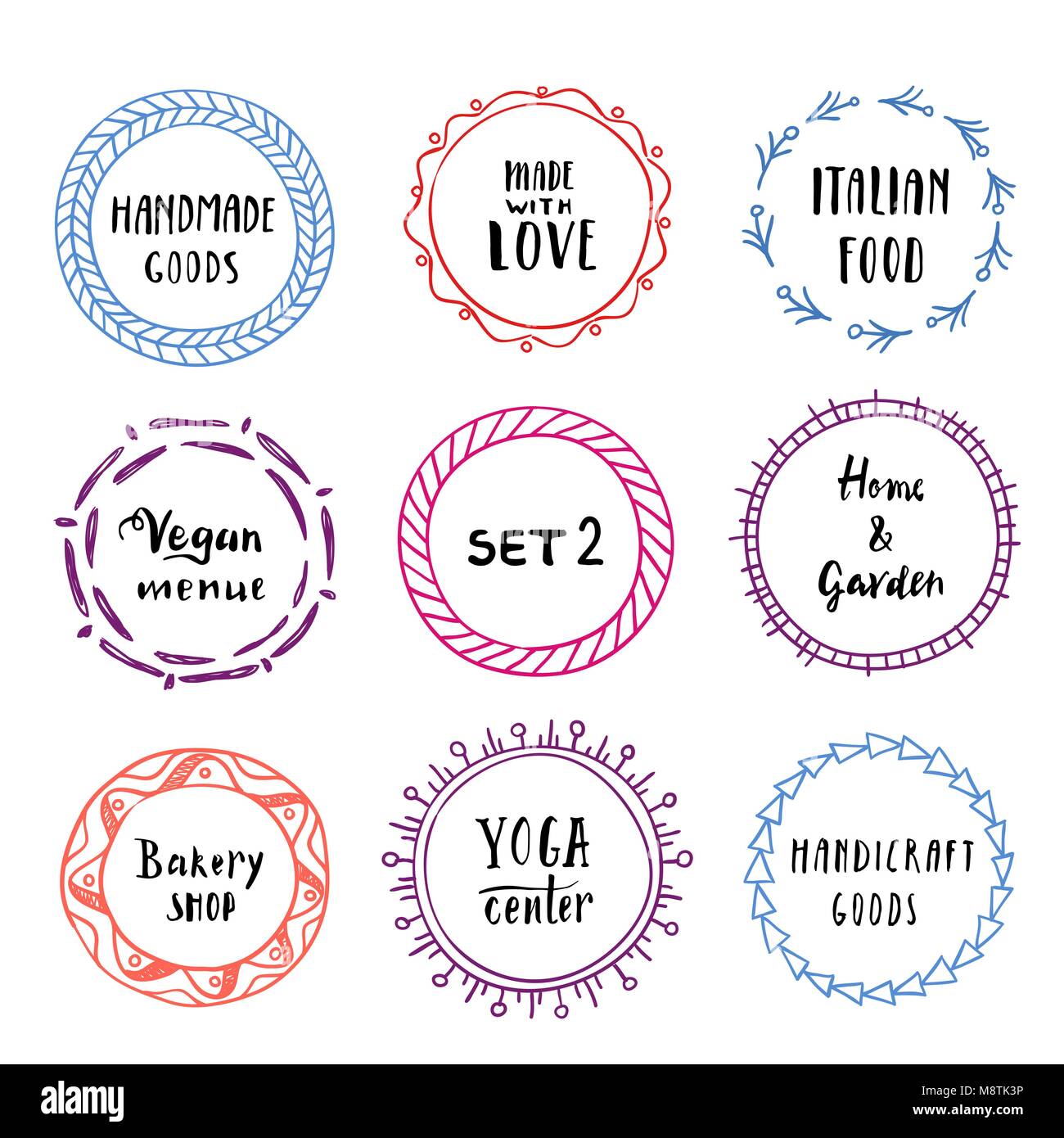 Stylish set of multi colored round frames .Vector frameworks 2 Stock ...