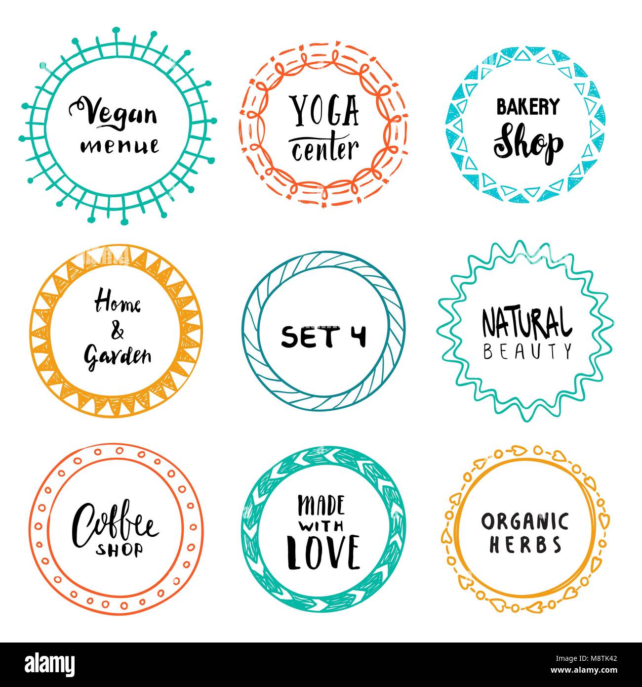 Stylish set of multi colored round frames .Vector frameworks 4 Stock ...