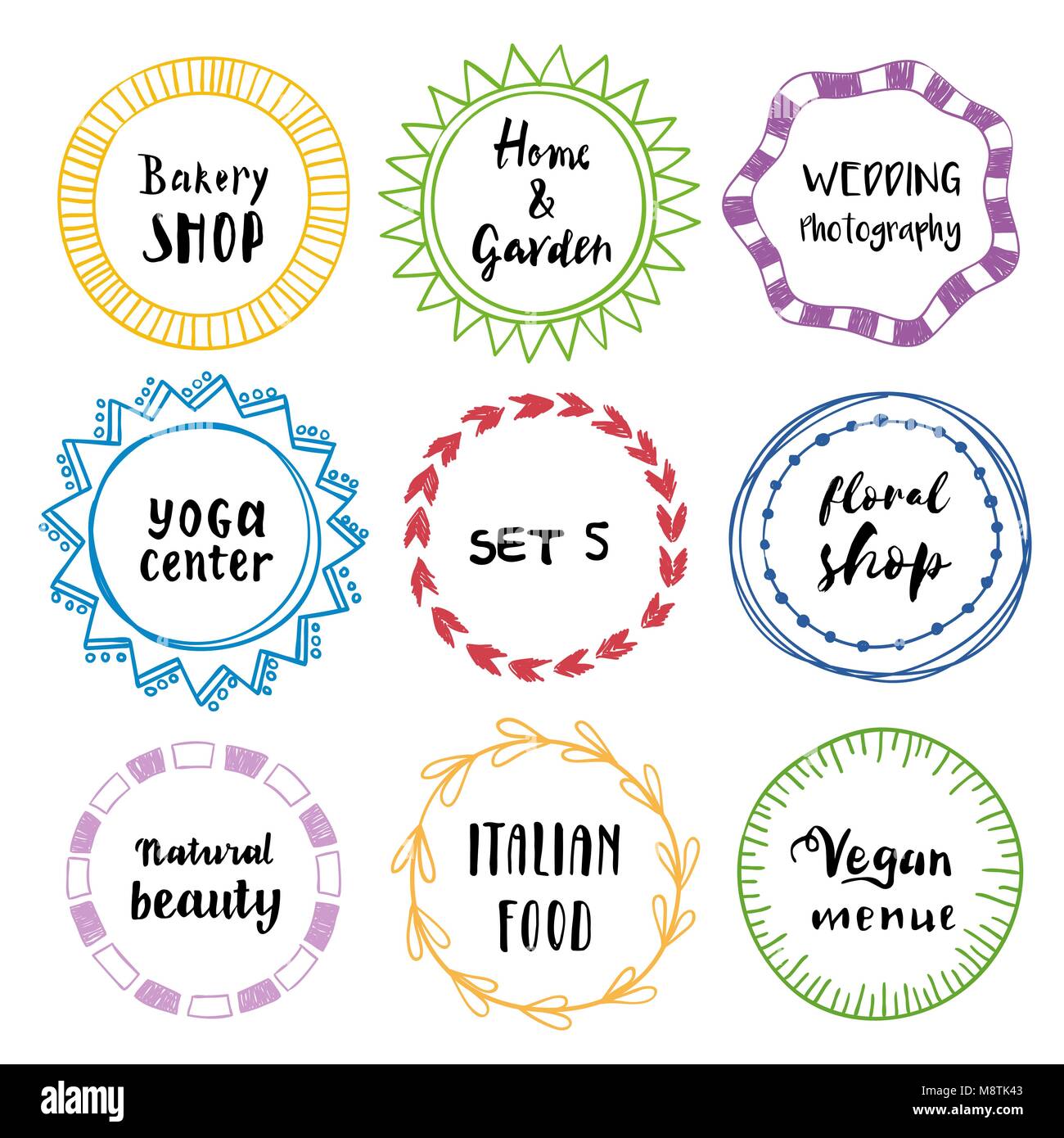 Stylish set of multi colored round frames .Vector frameworks 5 Stock ...