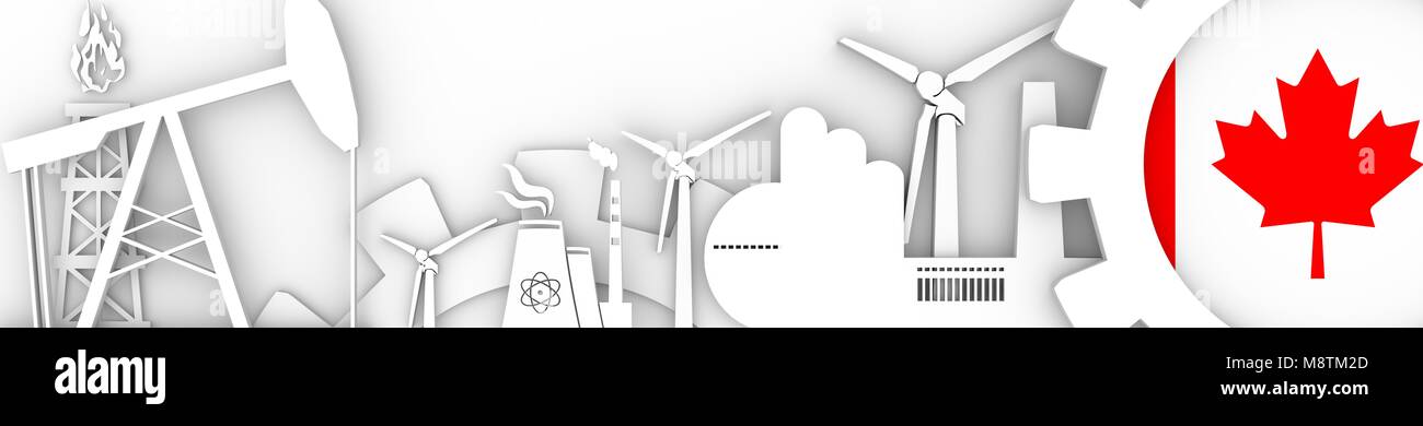 Energy and Power icons set. Header banner with Canada flag Stock Photo ...