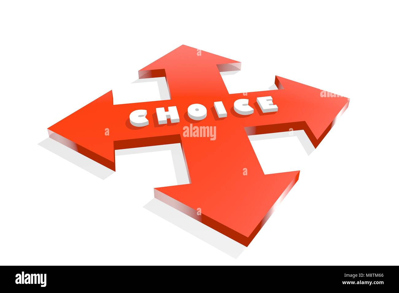 arrow cross with word choice Stock Photo - Alamy