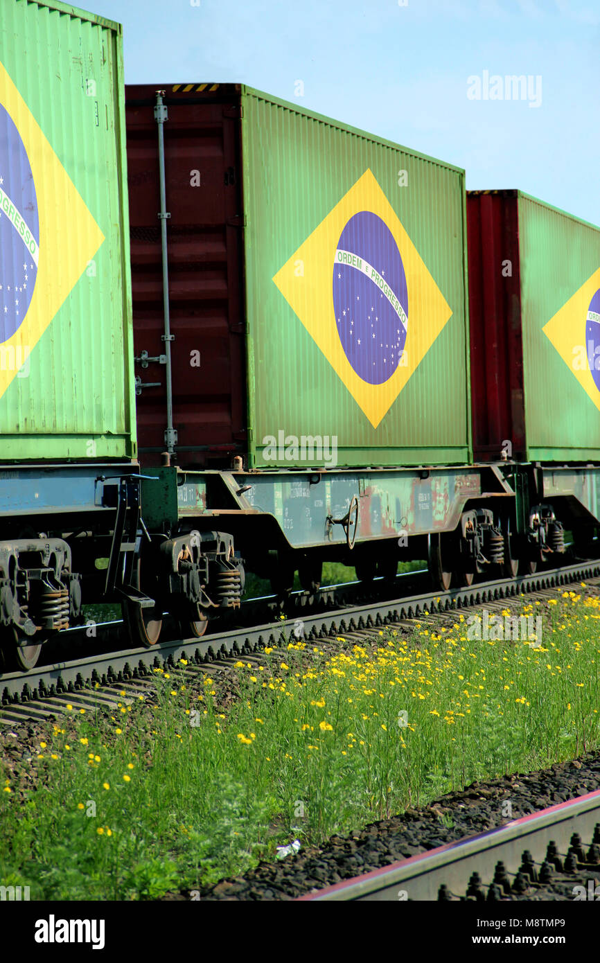 Containers flag brazil railway hi-res stock photography and images - Alamy
