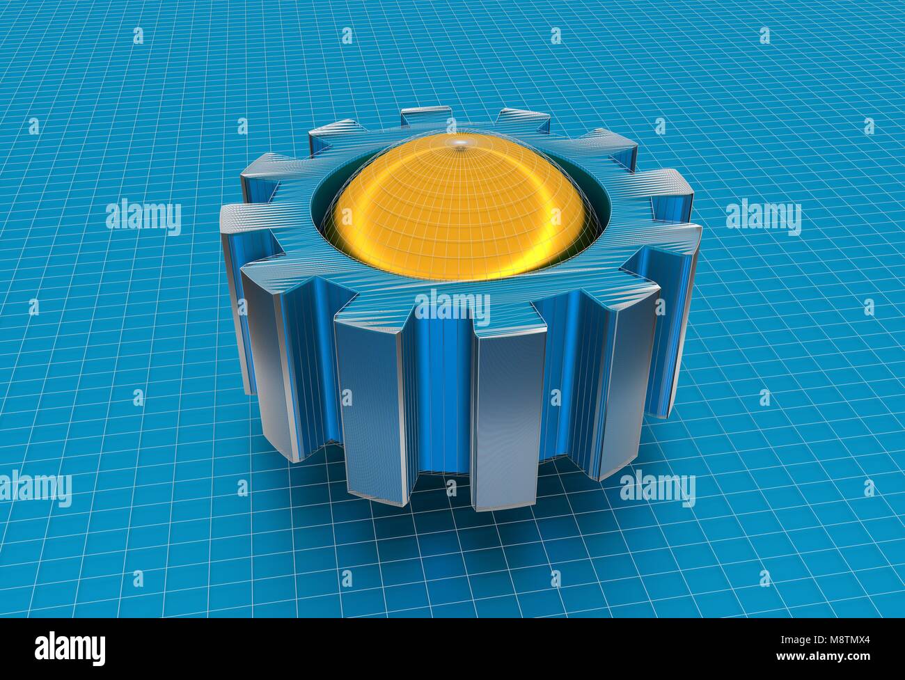 Gear wheel isometric model Stock Photo - Alamy