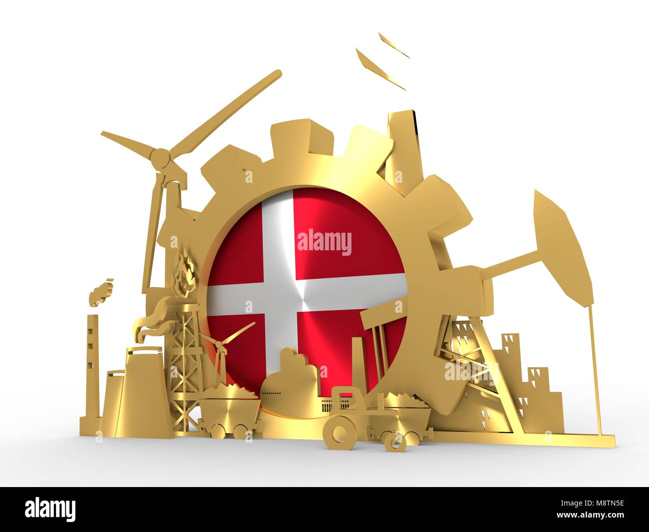 Energy and Power icons set with Denmark flag Stock Photo - Alamy