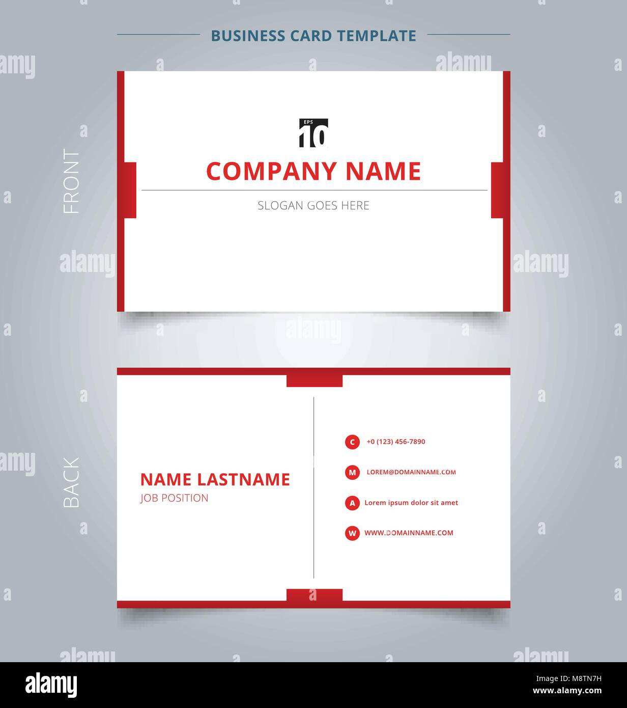 Creative business card and name card template technology geometric red ...