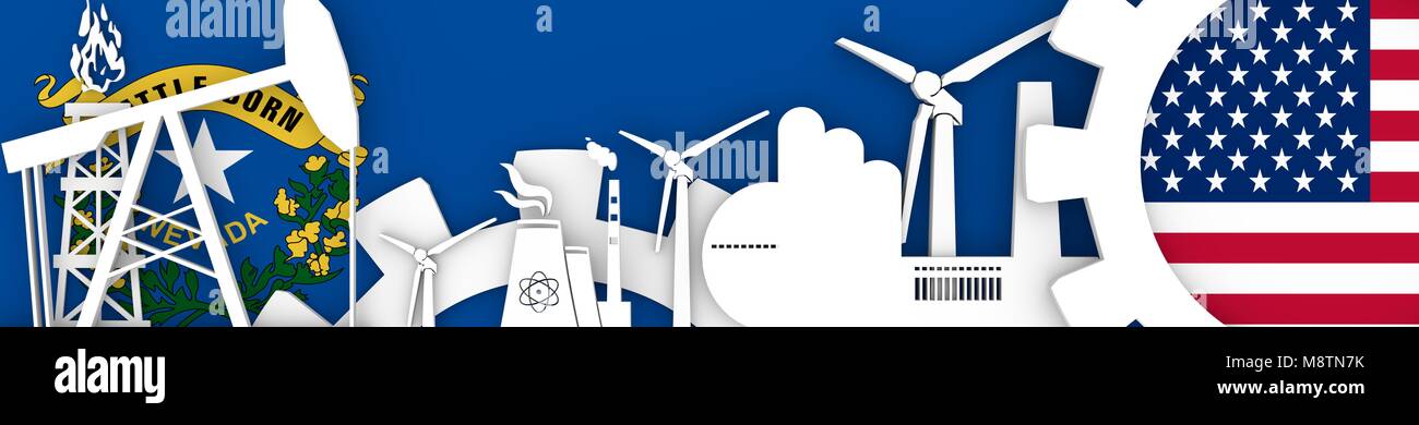 Energy and Power icons set. Header banner with Nevada USA flags Stock ...