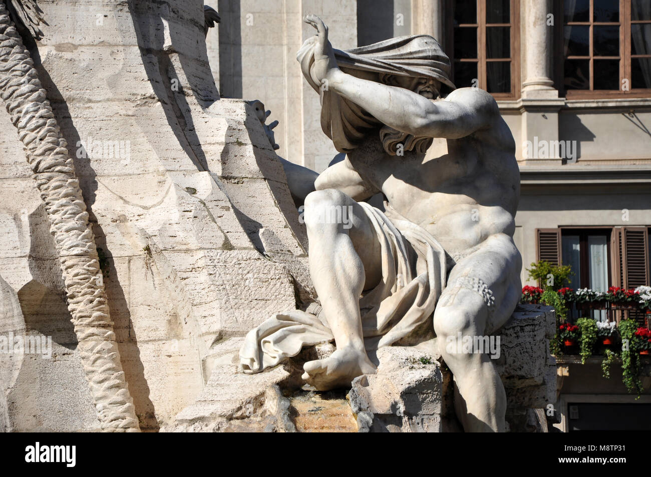Fontana dei Quattro Fiumi, Fountain of the Four Rivers in Piazza Navona ...