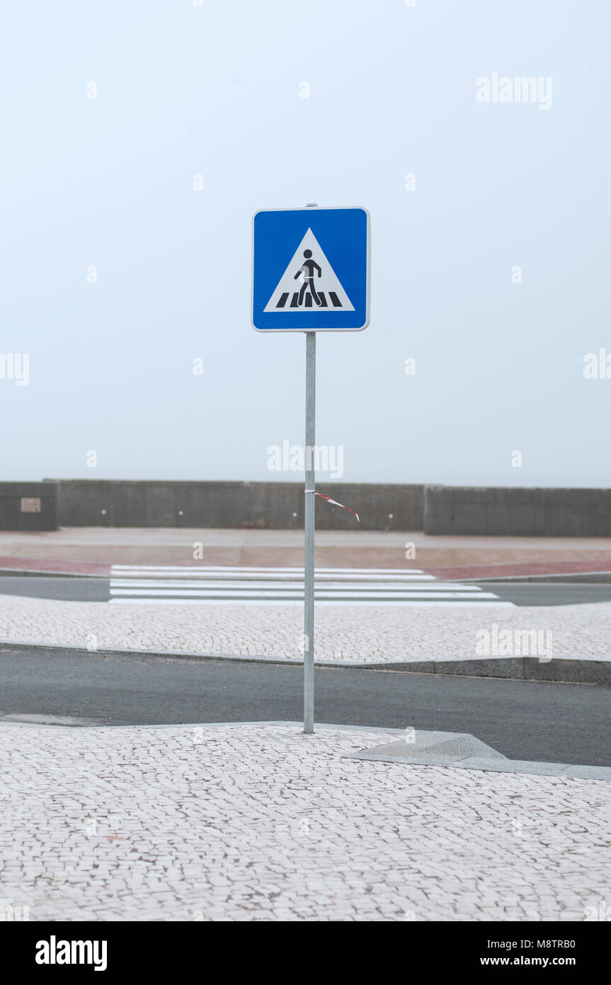road signs on a promenade at the atlantic shore in Portugal Stock Photo ...