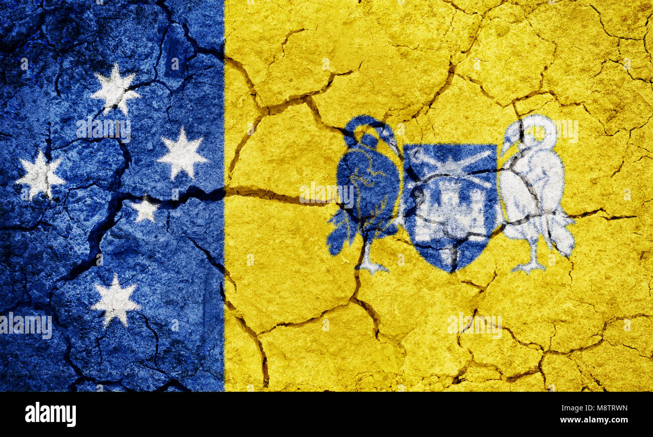 Australian Capital Territory flag on dry earth ground texture ...
