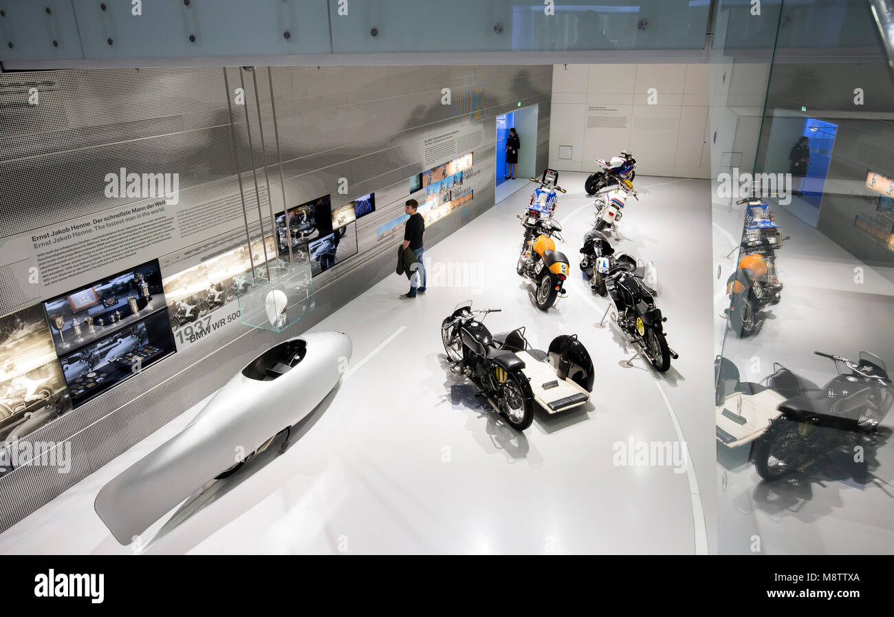 Interior of BMW museum. The BMW Museum is located near the Olympiapark ...