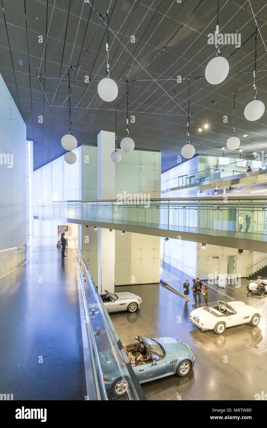 Interior of BMW museum. The BMW Museum is located near the Olympiapark ...