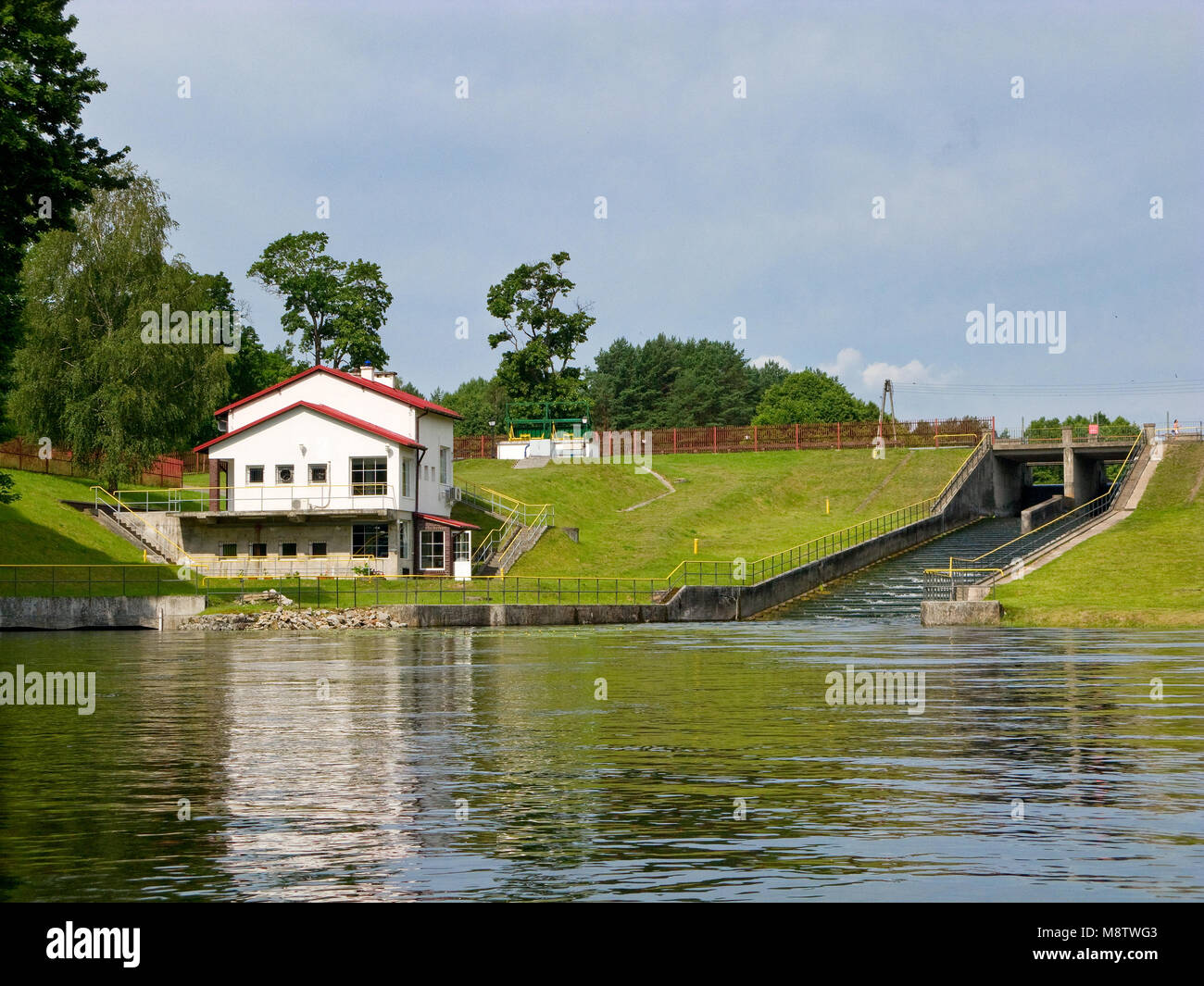 Dam and hydroelectric power plant on the Brda River. Tuchola Pinewoods ...