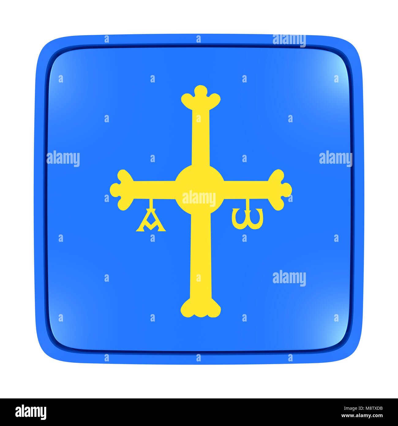 3d rendering of an Asturias spanish community flag icon. Isolated on ...