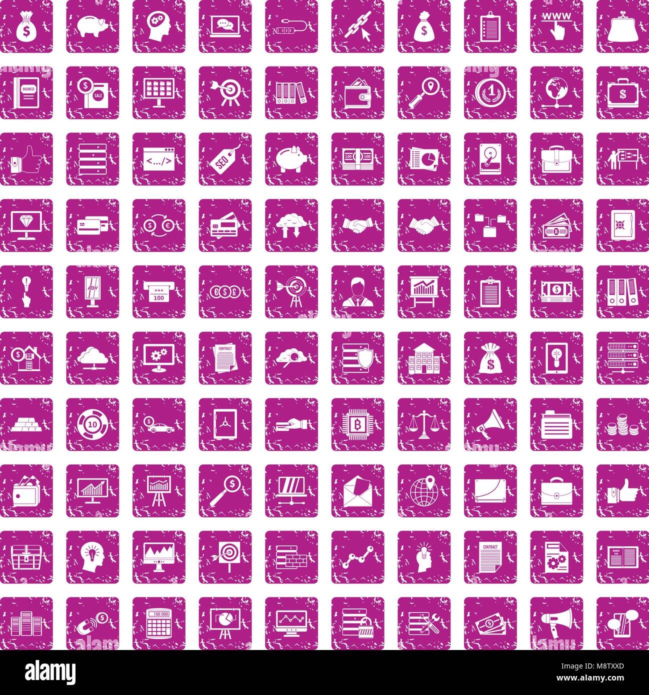 100 business process icons set grunge pink Stock Vector Image & Art - Alamy